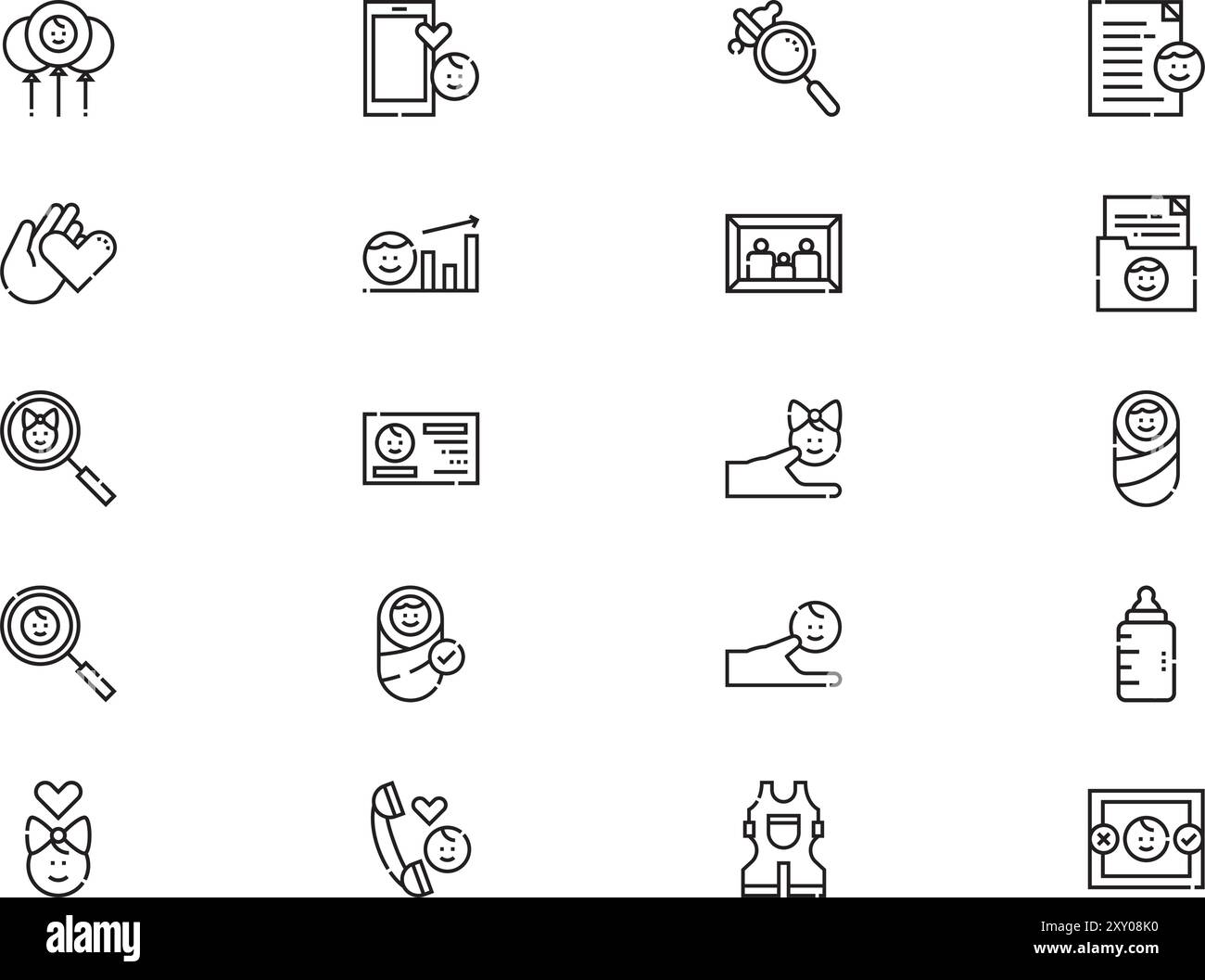 Child adoption icons collection is a vector illustration with editable ...
