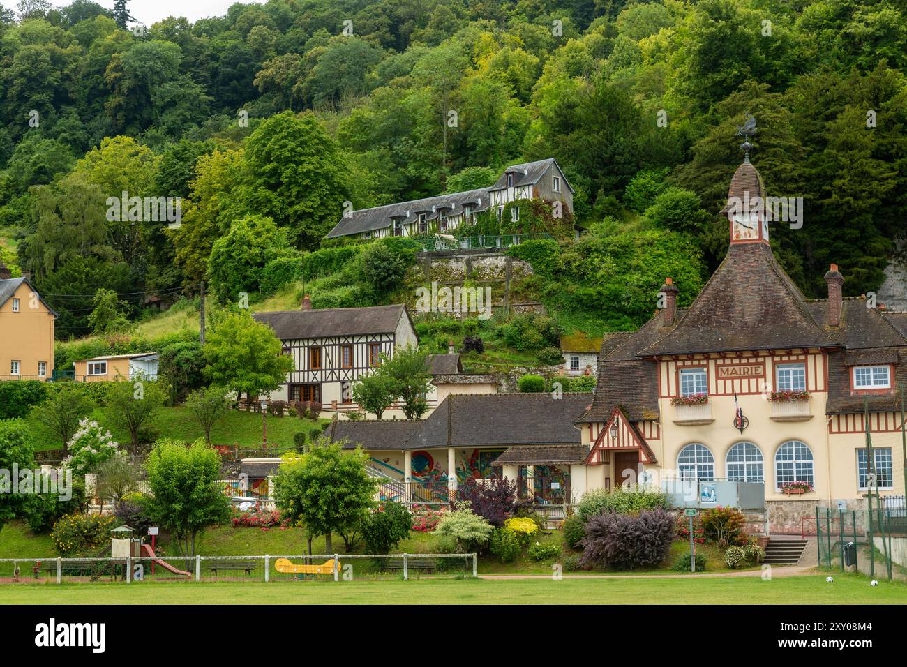 La Bouille town hall dates from 1933, Normandy, France Stock Photo - Alamy