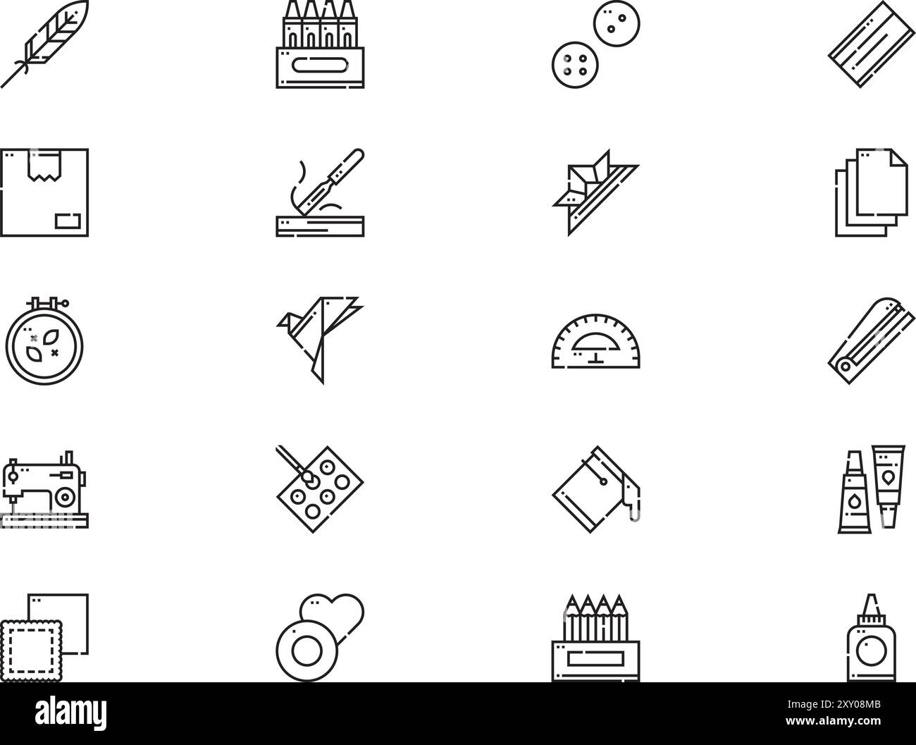 Crafting icons collection is a vector illustration with editable stroke ...