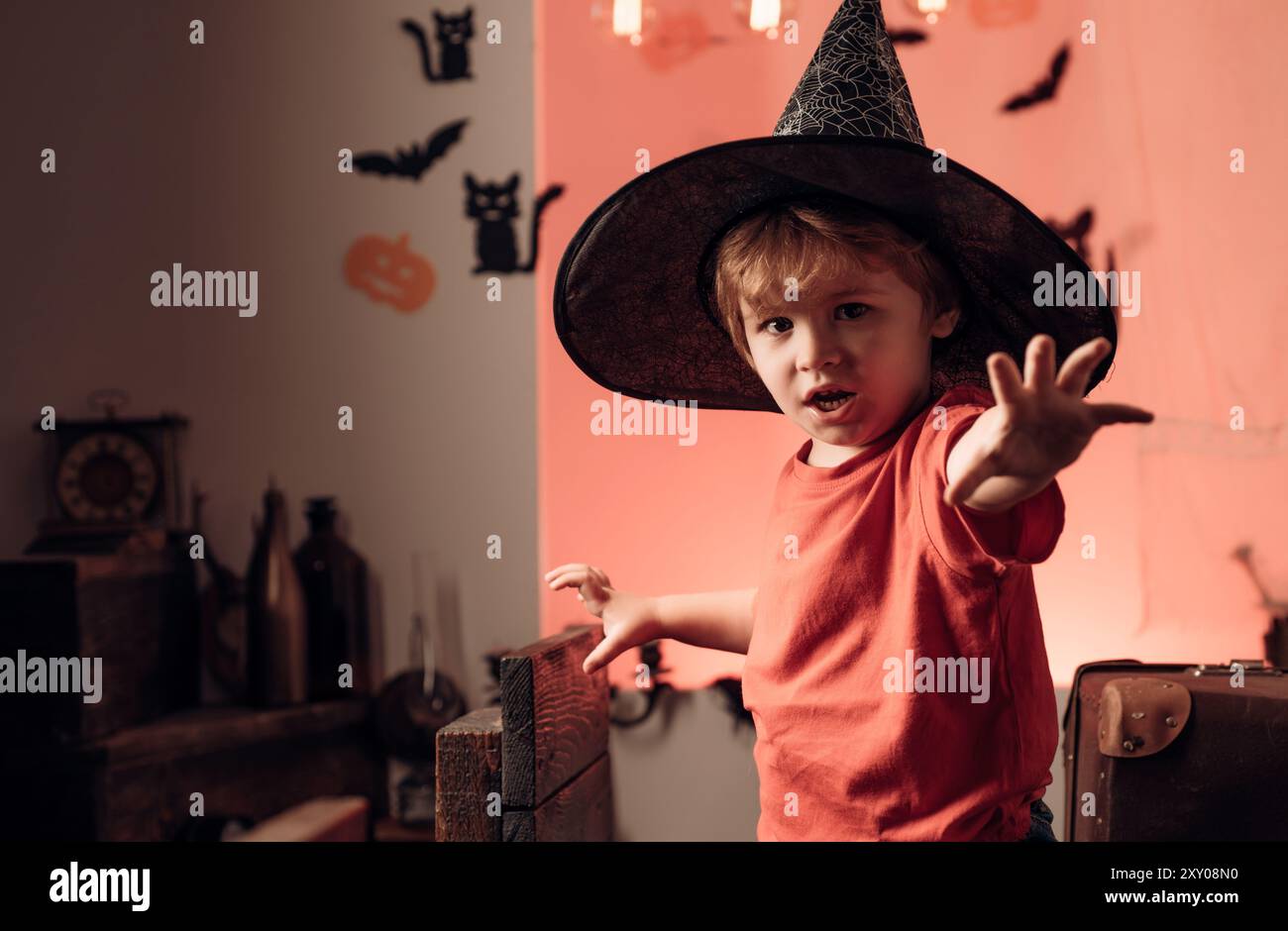 Halloween child decoration and kids scary concept. Halloween background ...