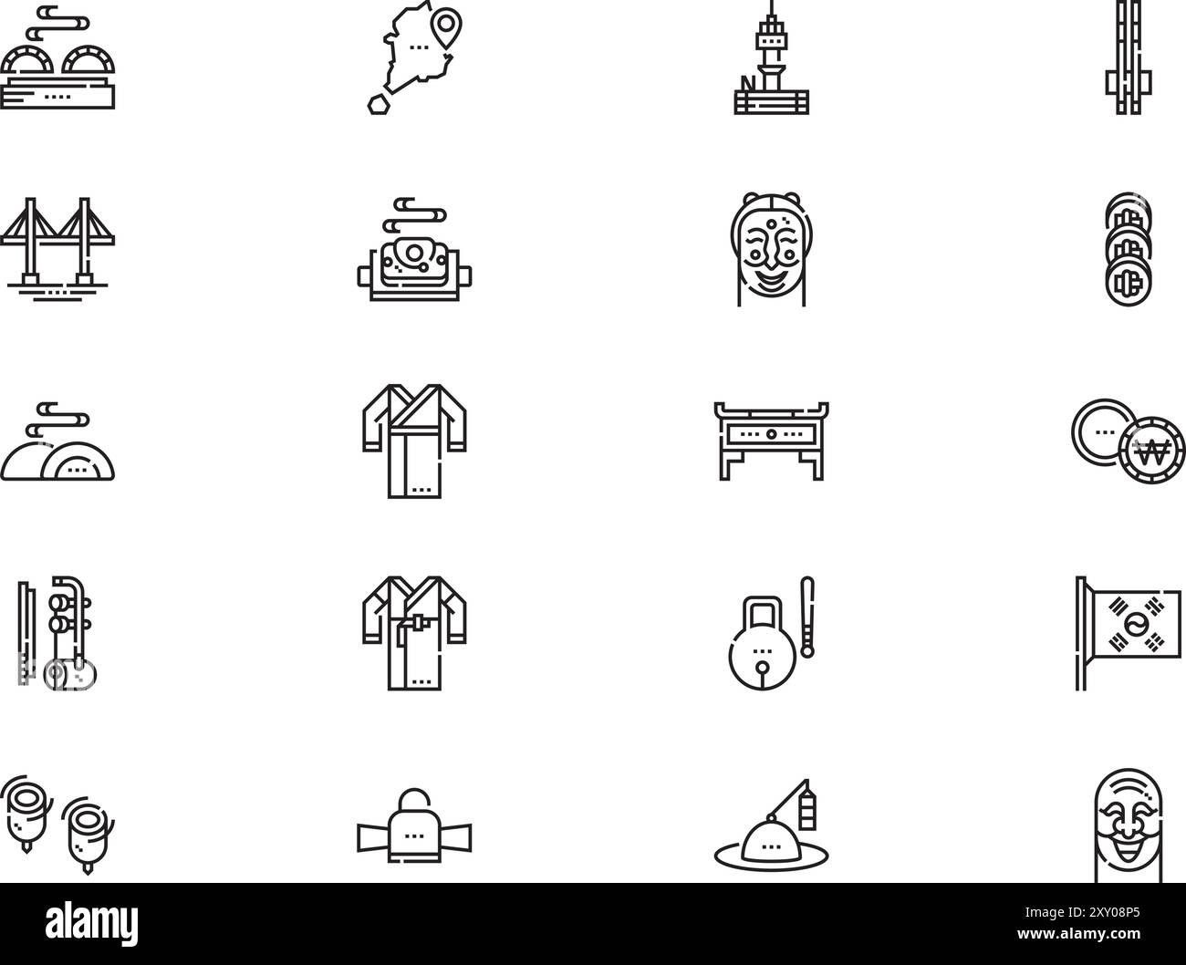 Korea icons collection is a vector illustration with editable stroke ...