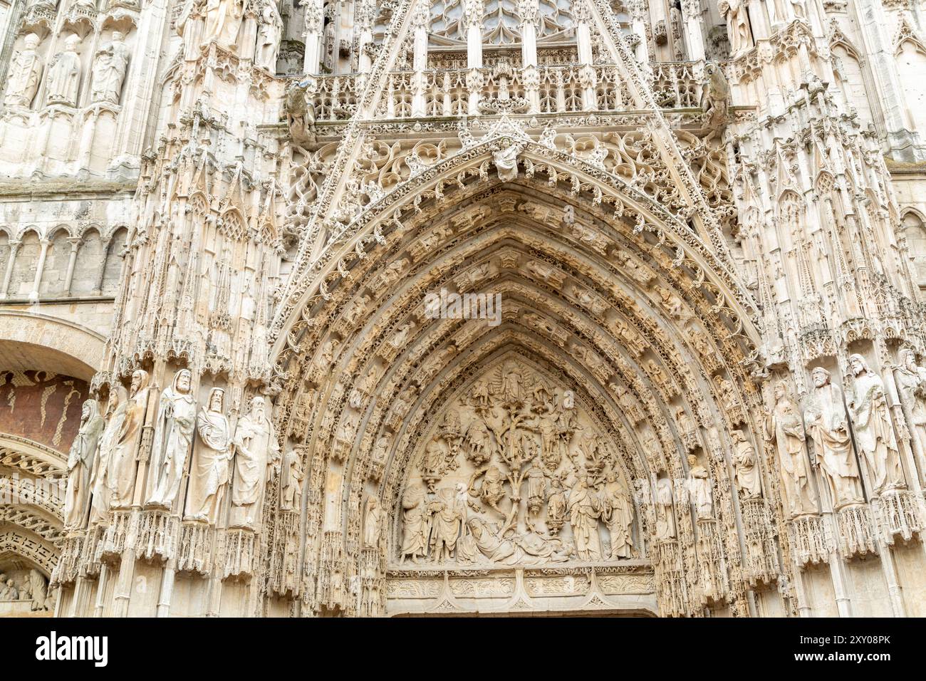 The West Facade of Notre-Dame Cathedral in Rouen has lacy Flamboyant ...