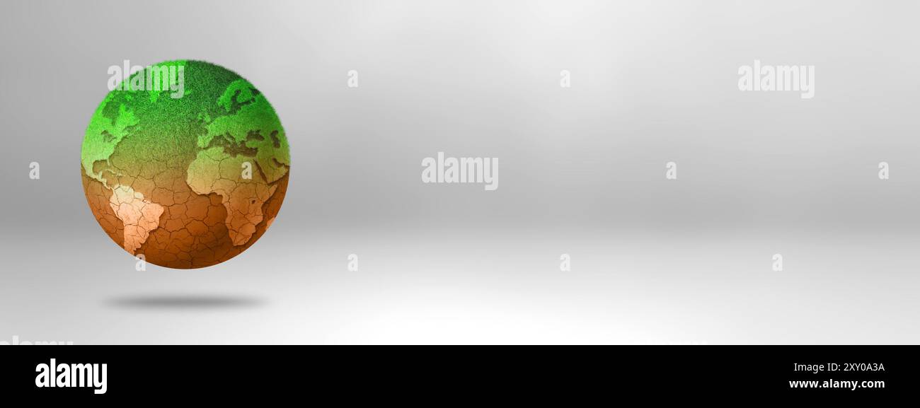 World globe drying up due to global warming. Isolated on white ...