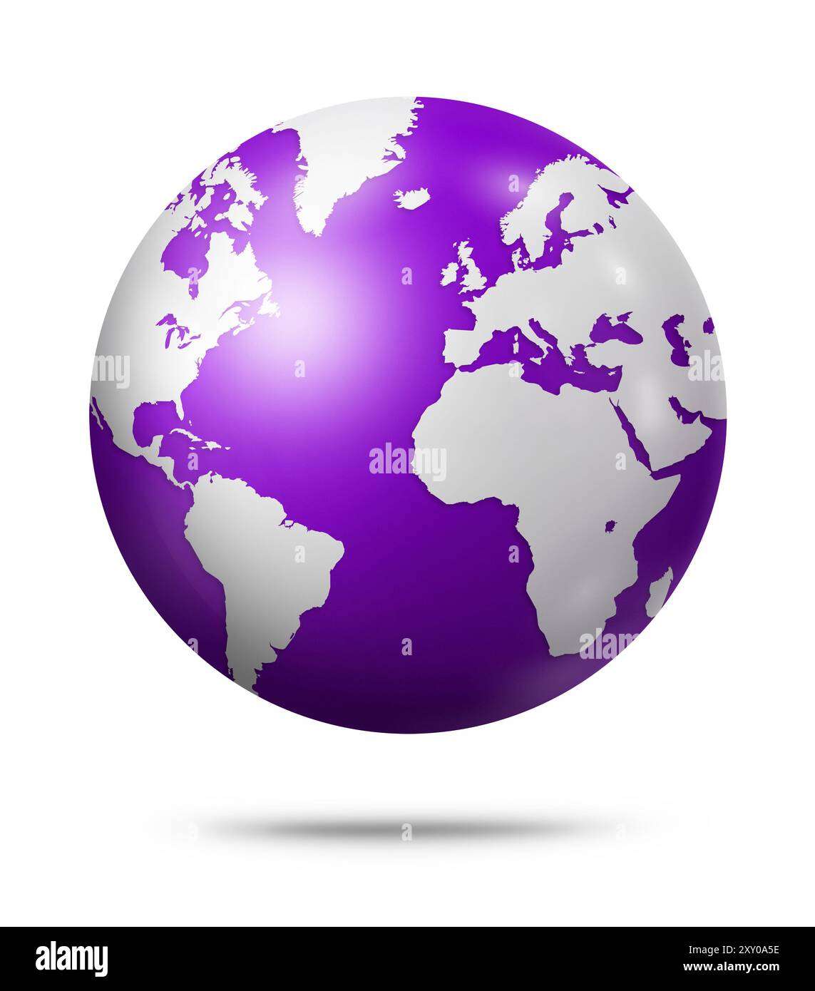 Purple earth globe isolated on white background. 3D illustration Stock ...