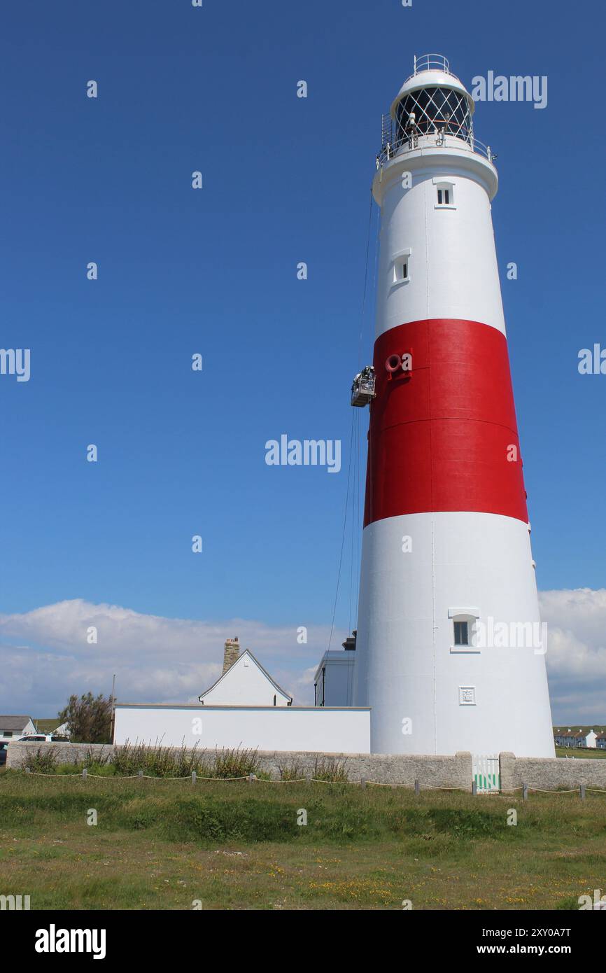 Portland Bill Lighthouse Being Painted Stock Photo - Alamy