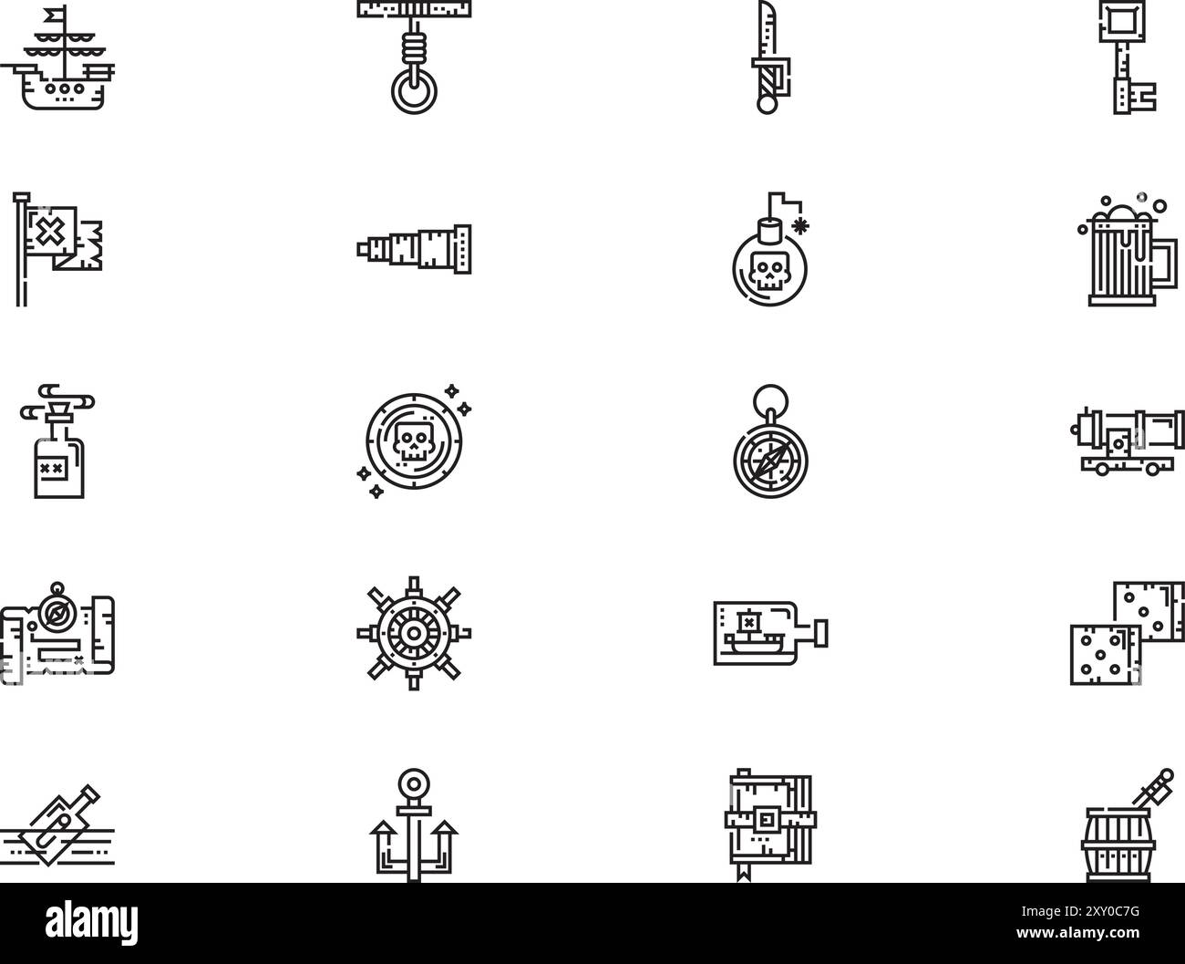 Pirates icons collection is a vector illustration with editable stroke ...