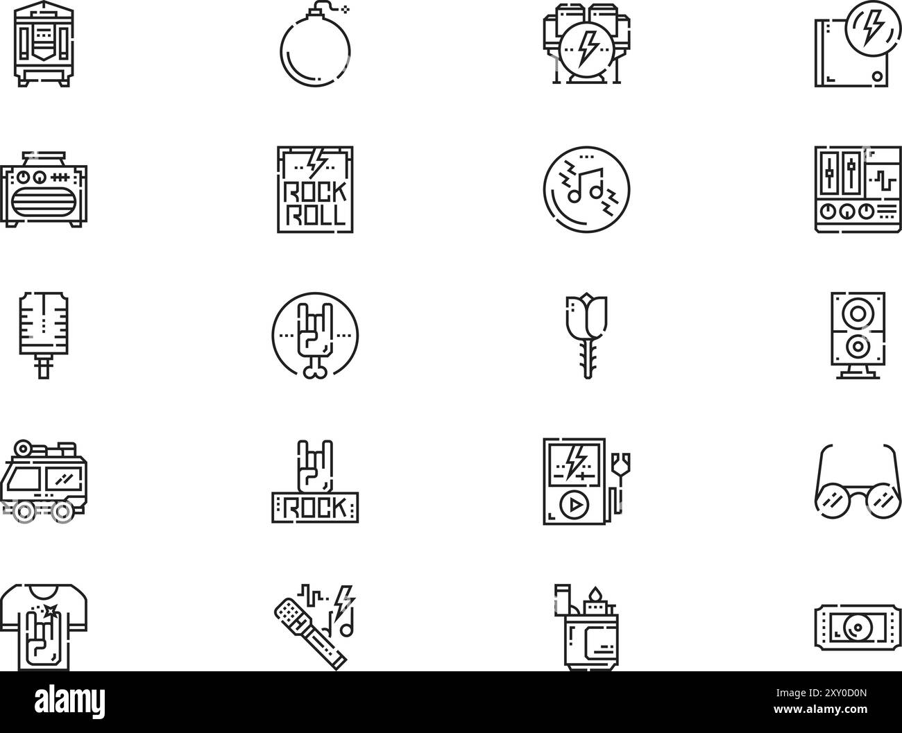 Rock and roll icons collection is a vector illustration with editable ...