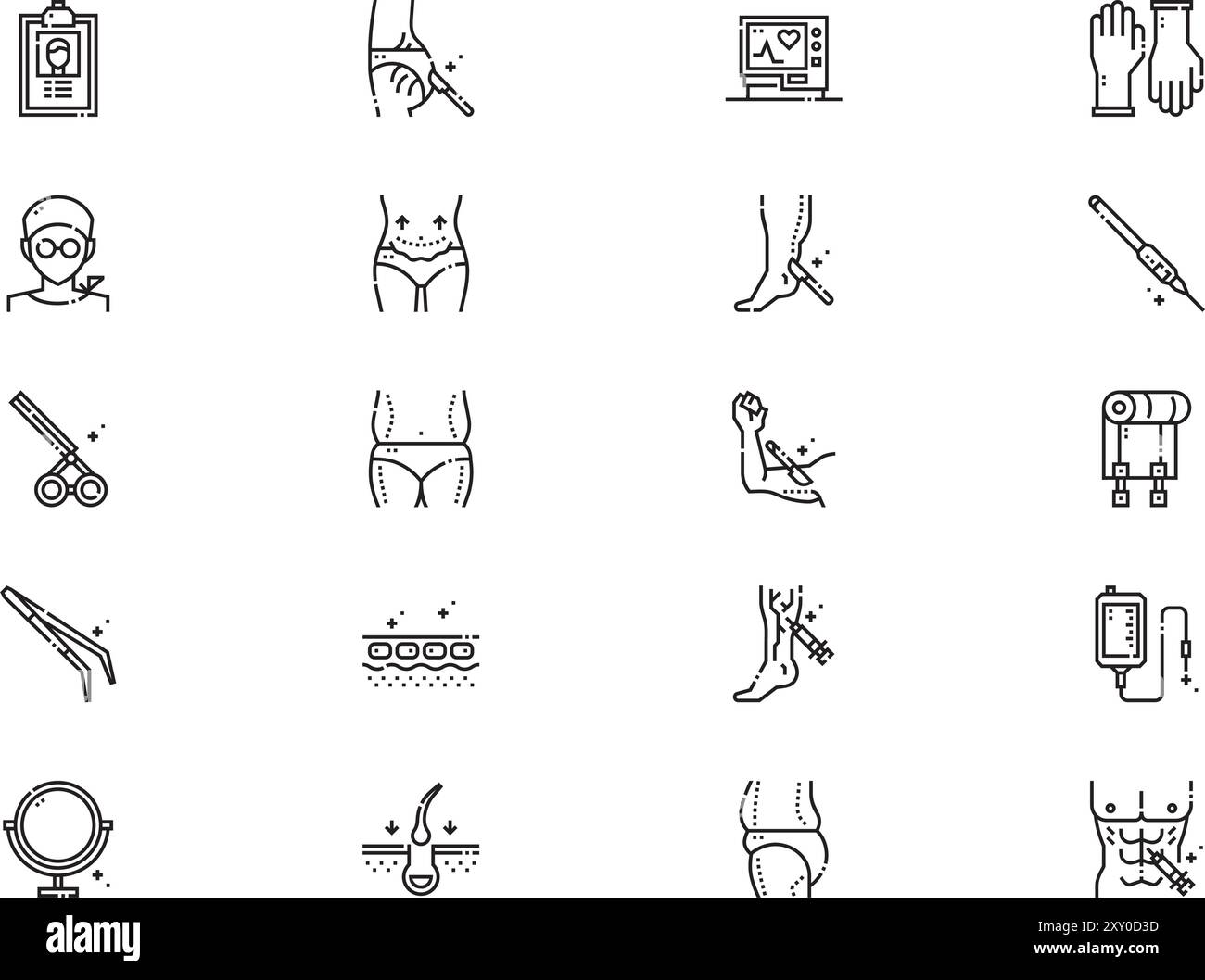 Cosmetic surgery icons collection is a vector illustration with ...