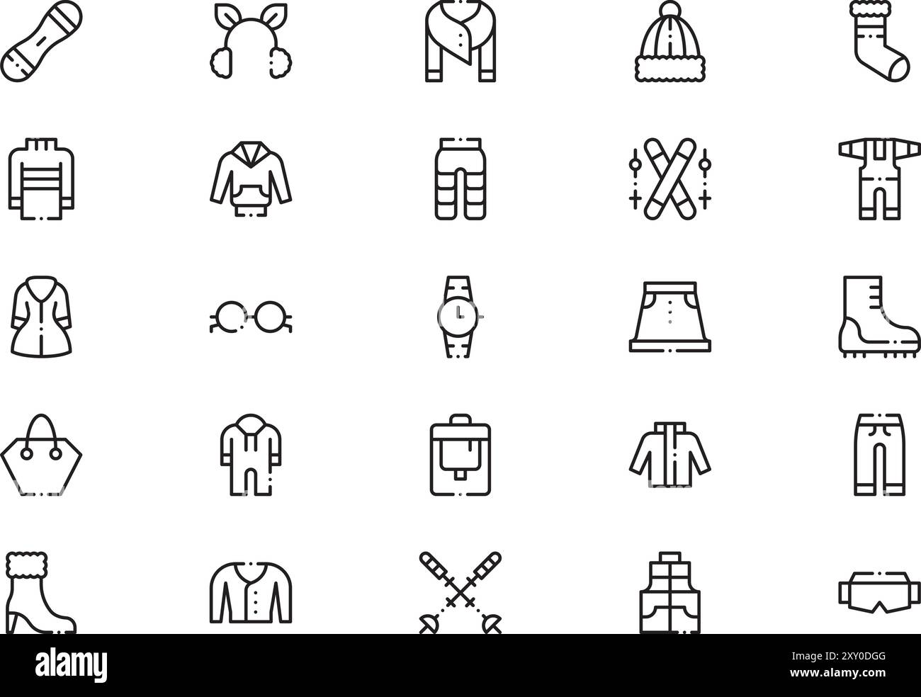 Winter clothes and accessories icons collection is a vector ...