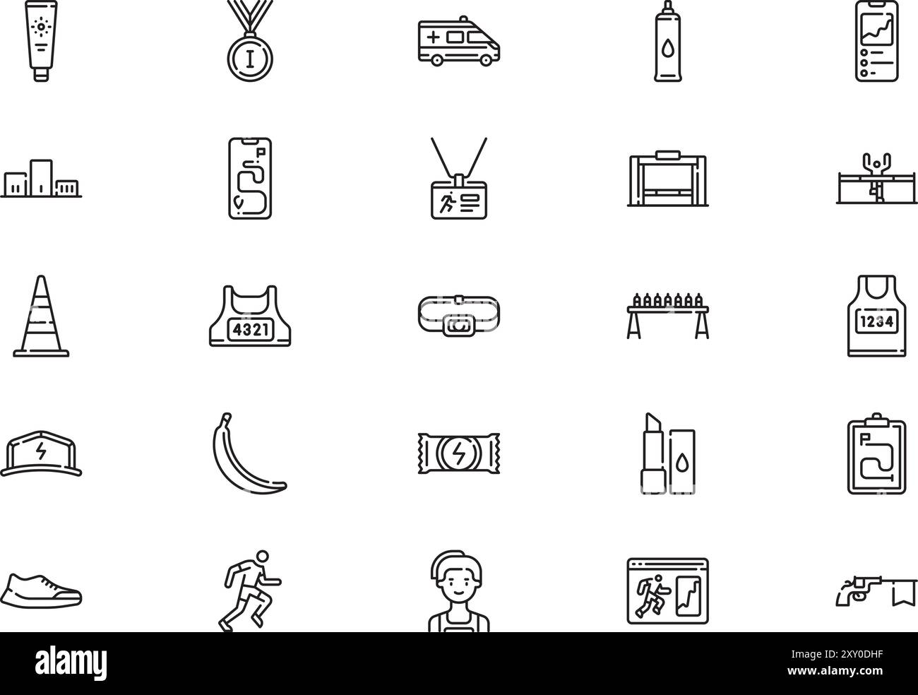 Marathon icons collection is a vector illustration with editable stroke ...