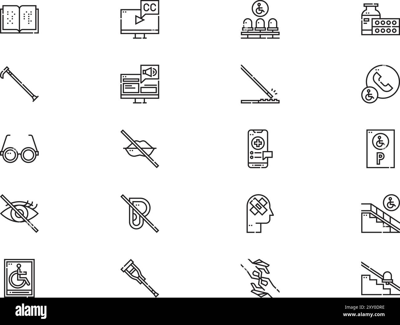Disabled people assistance icons collection is a vector illustration ...