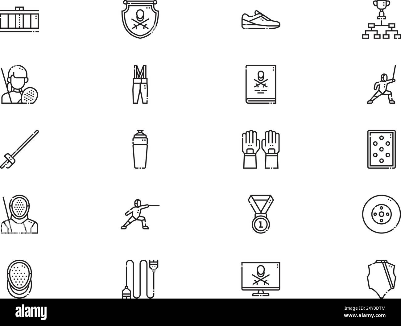 Fencing icons collection is a vector illustration with editable stroke ...