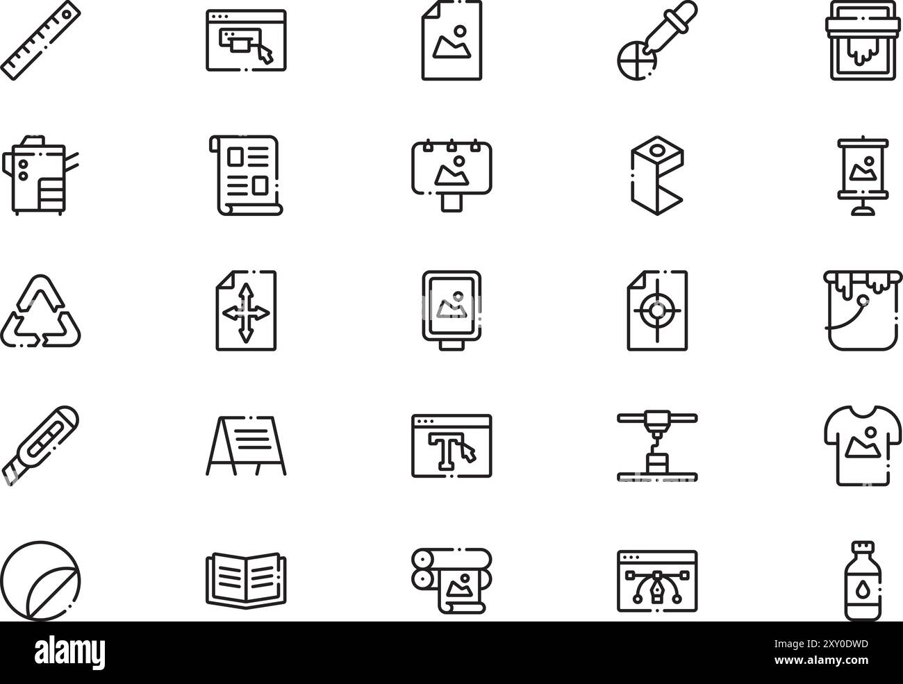 Printing icons collection is a vector illustration with editable stroke ...