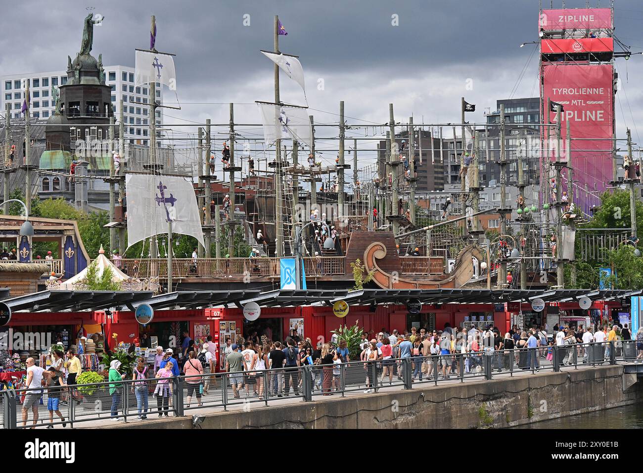 Canada, Quebec, Montreal: crowd and amusement park in the Old Port ...