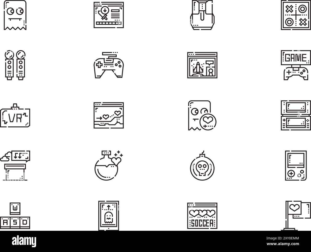 Gaming icons collection is a vector illustration with editable stroke ...