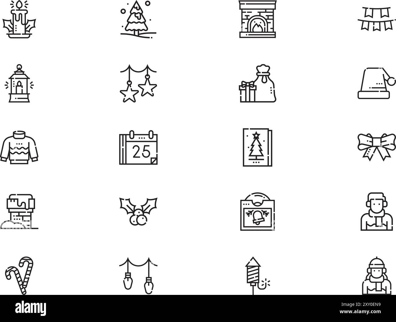 Christmas characters and decoration icons collection is a vector ...