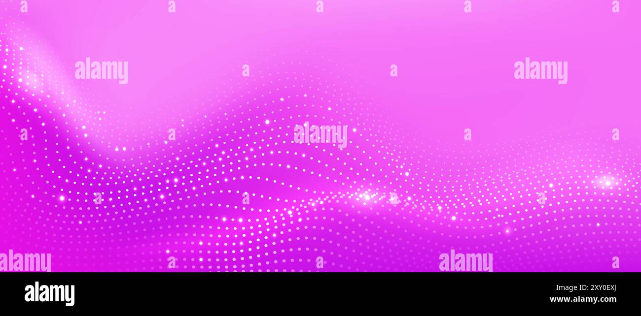 Pink background with abstract particle wave pattern. Futuristic digital ...
