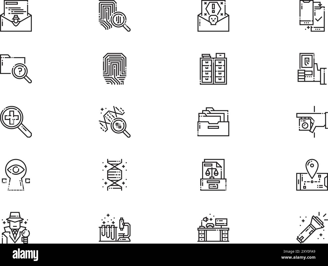Private detective icons collection is a vector illustration with ...