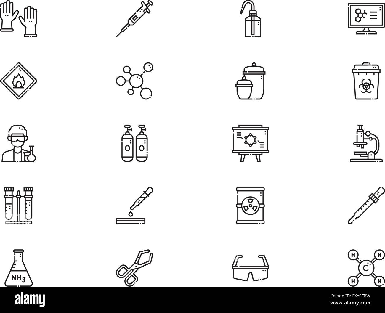 Chemistry laboratory icons collection is a vector illustration with editable stroke Stock Vector ...