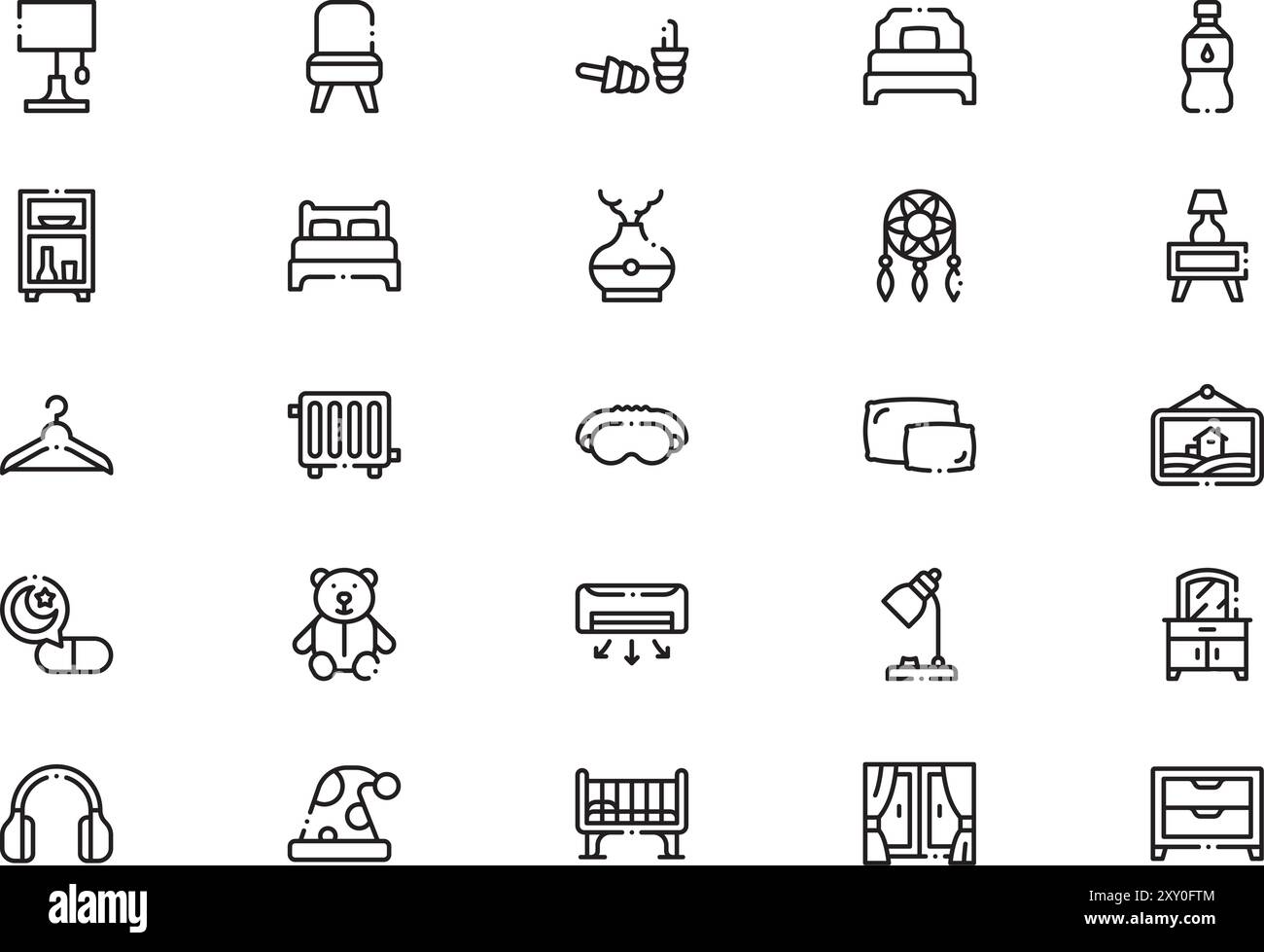 Bedroom icons collection is a vector illustration with editable stroke ...