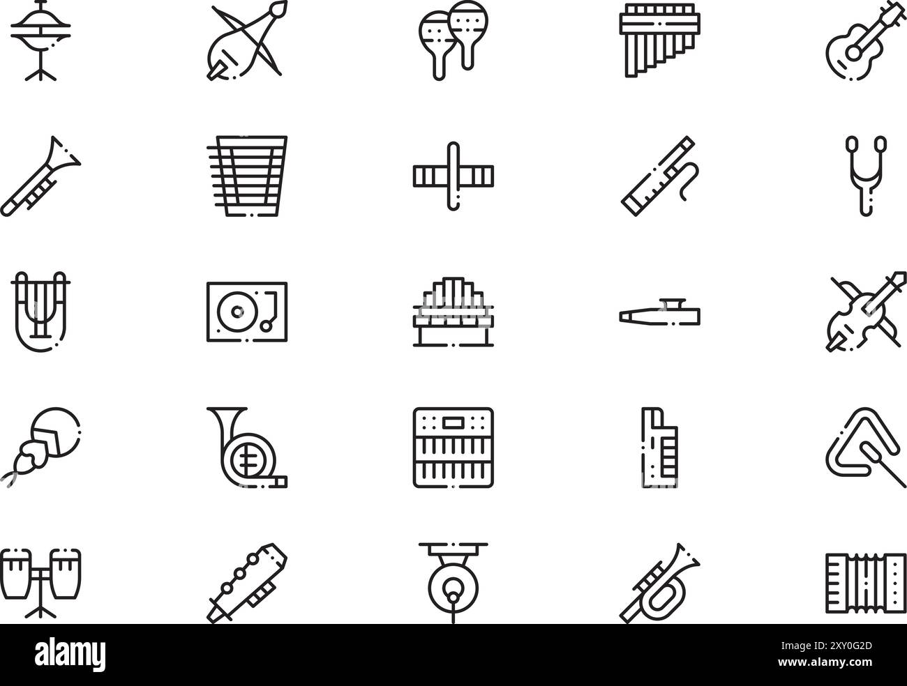 Music instruments icons collection is a vector illustration with ...