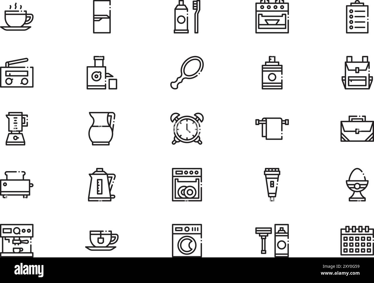 Morning routine icons collection is a vector illustration with editable ...