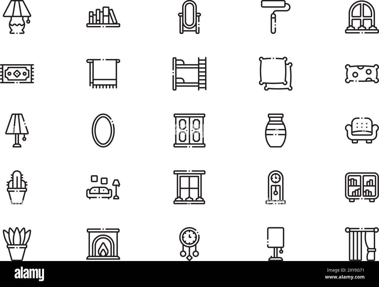 Home decoration icons collection is a vector illustration with editable ...
