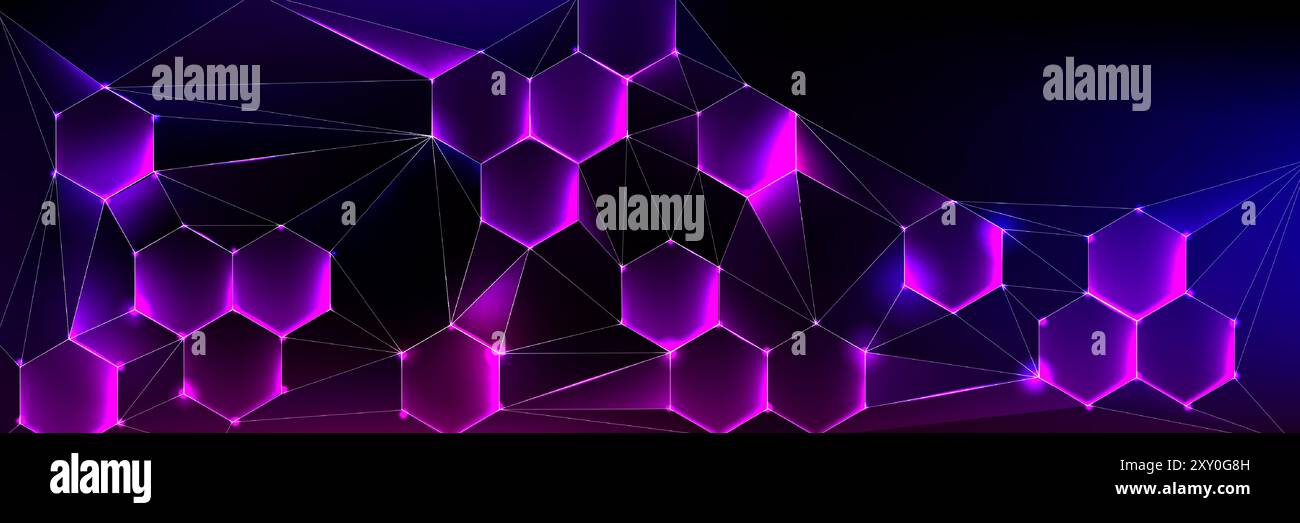 Medical or tech dark background with purple hexagon abstract pattern ...