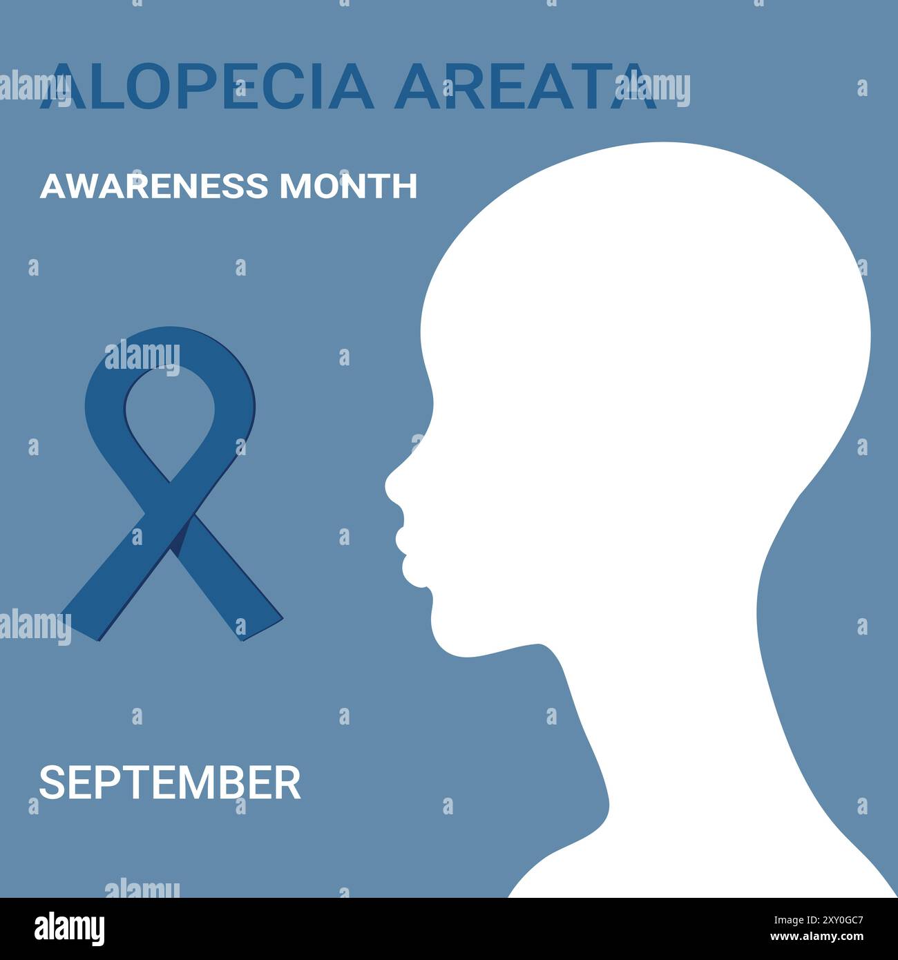 Alopecia awareness month poster. Bald head woman silhouette. Vector ...