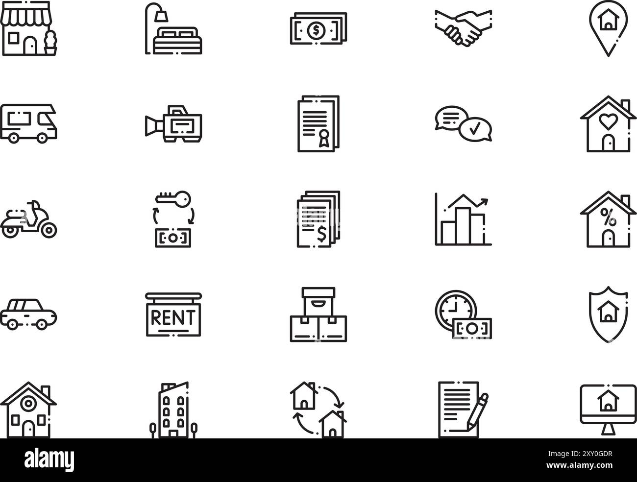 Rent icons collection is a vector illustration with editable stroke ...