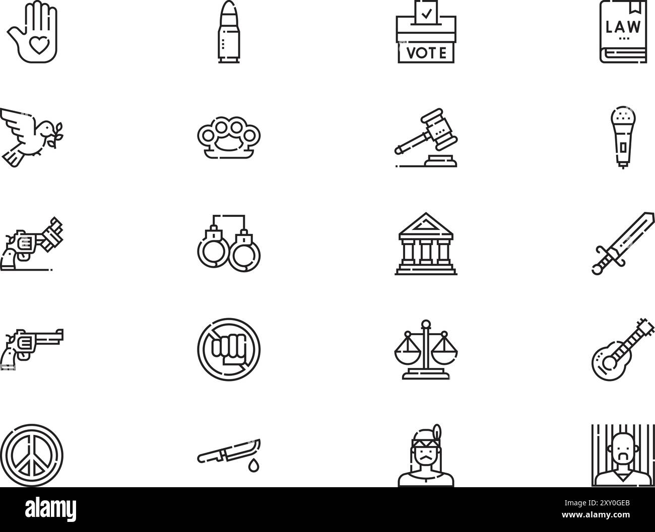 Non violence icons collection is a vector illustration with editable ...