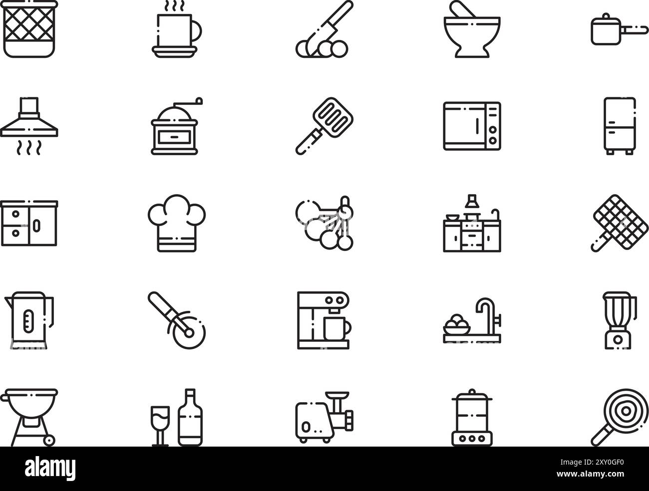 Kitchen icons collection is a vector illustration with editable stroke ...