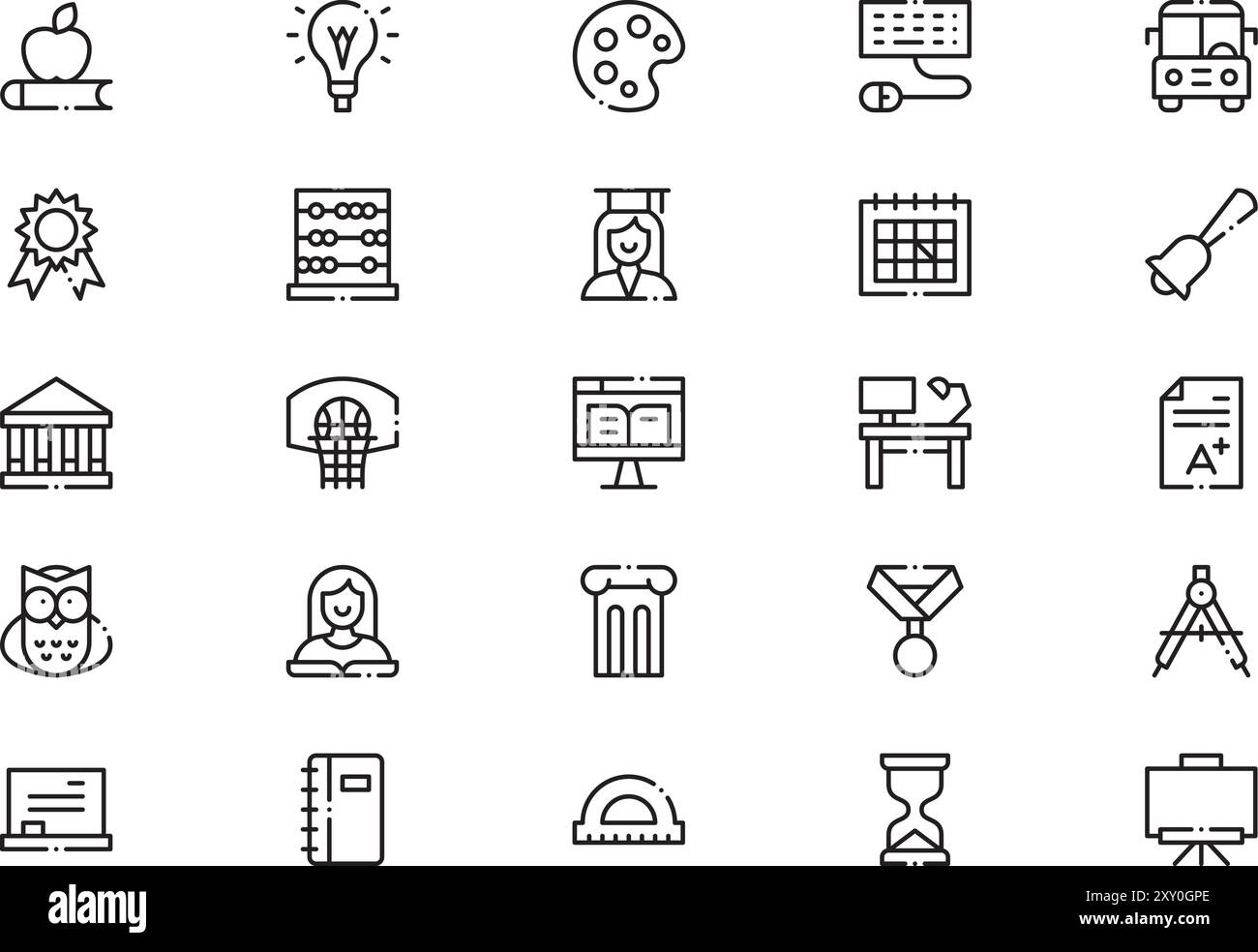 Learning icons collection is a vector illustration with editable stroke ...