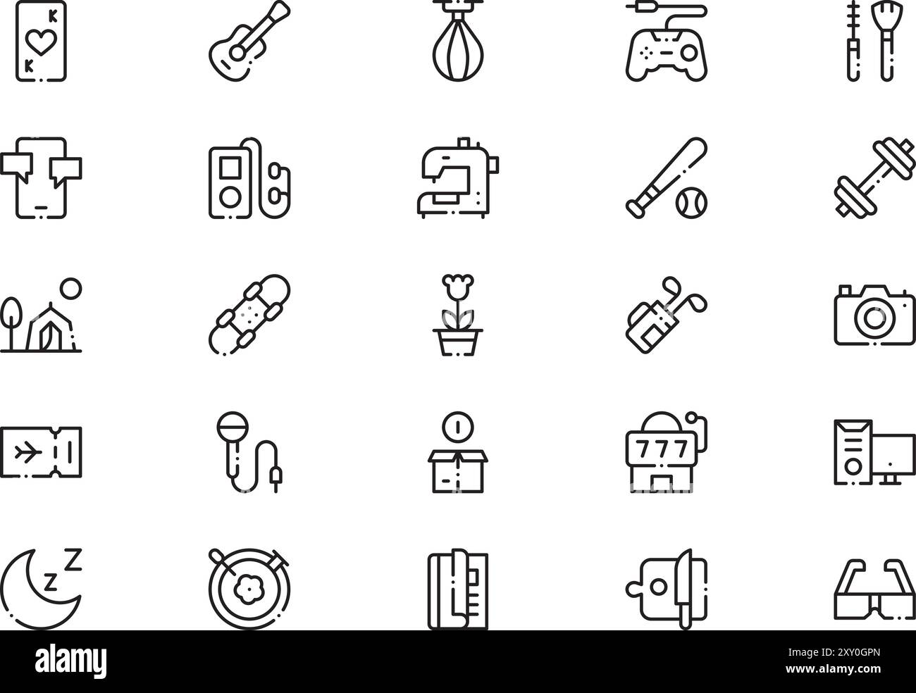 Hobbies freetime icons collection is a vector illustration with editable stroke Stock Vector ...