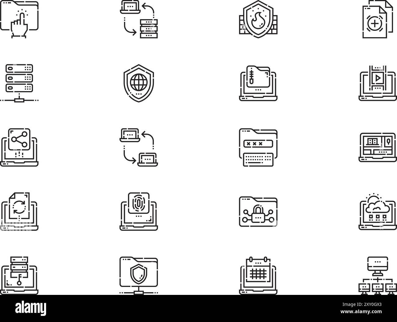 Computer functions icons collection is a vector illustration with editable stroke Stock Vector ...