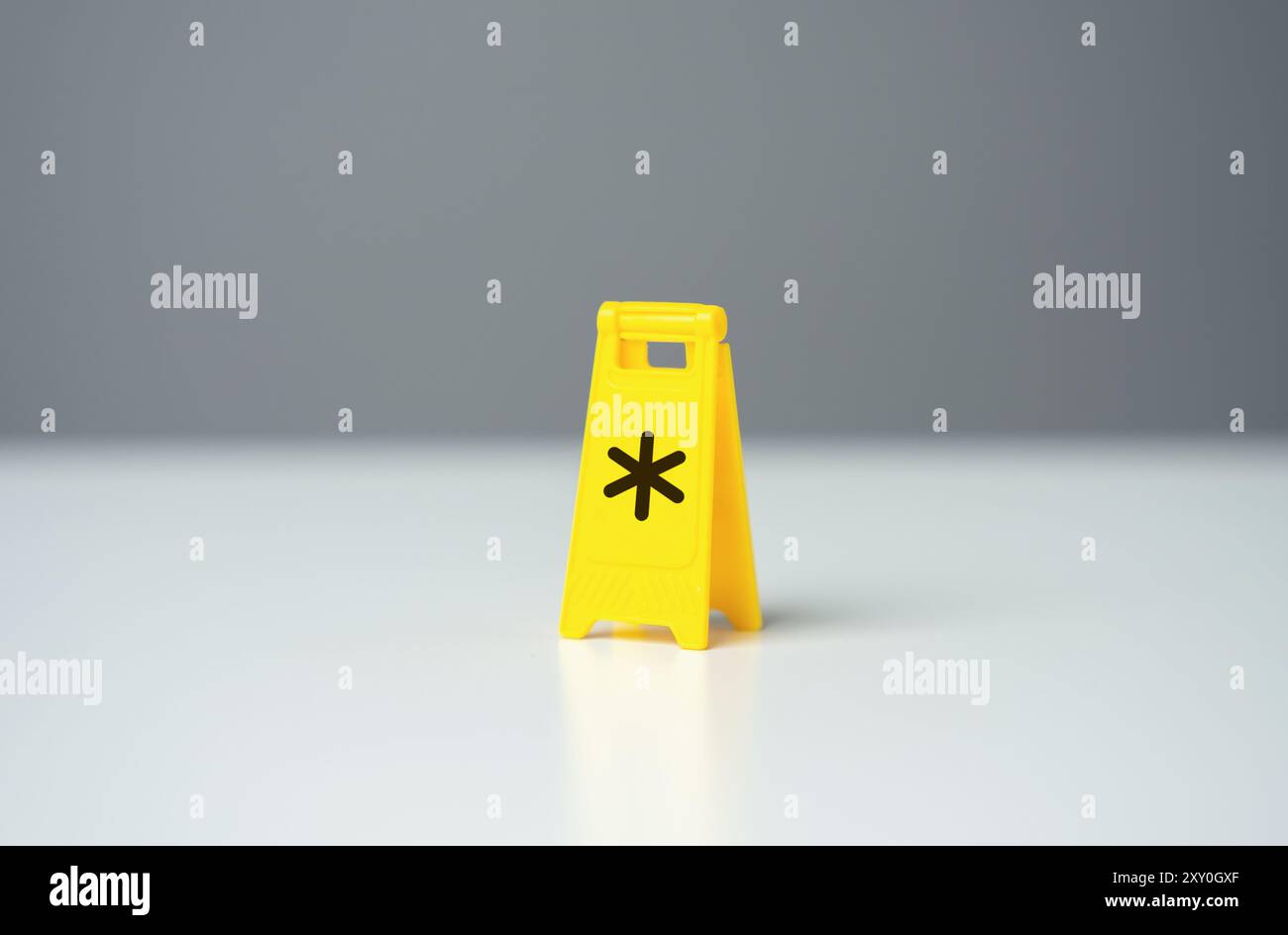 Warning sign with asterisk symbol conditions. Be careful with terms and ...