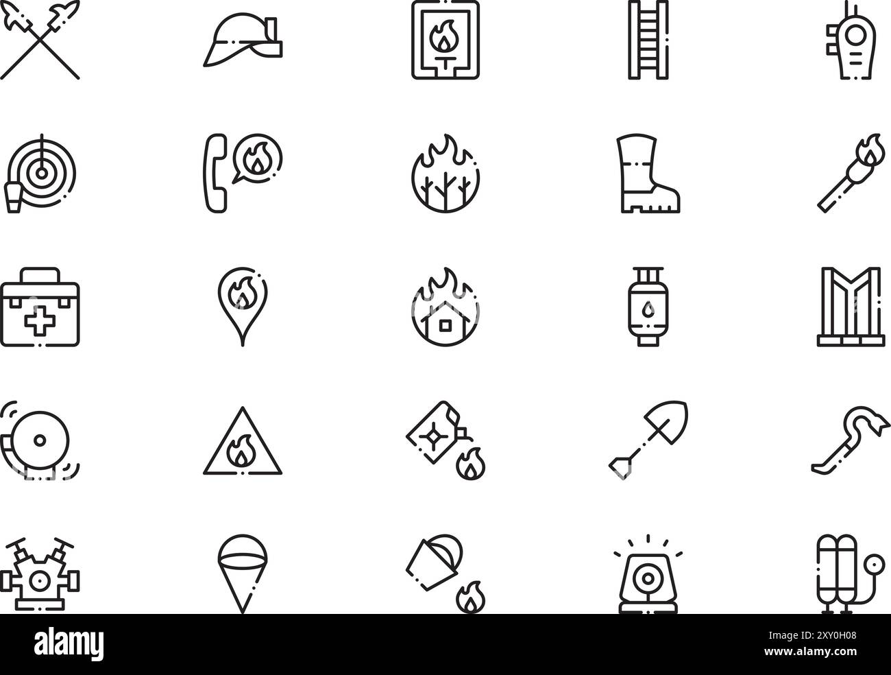 Firefighter icons collection is a vector illustration with editable ...
