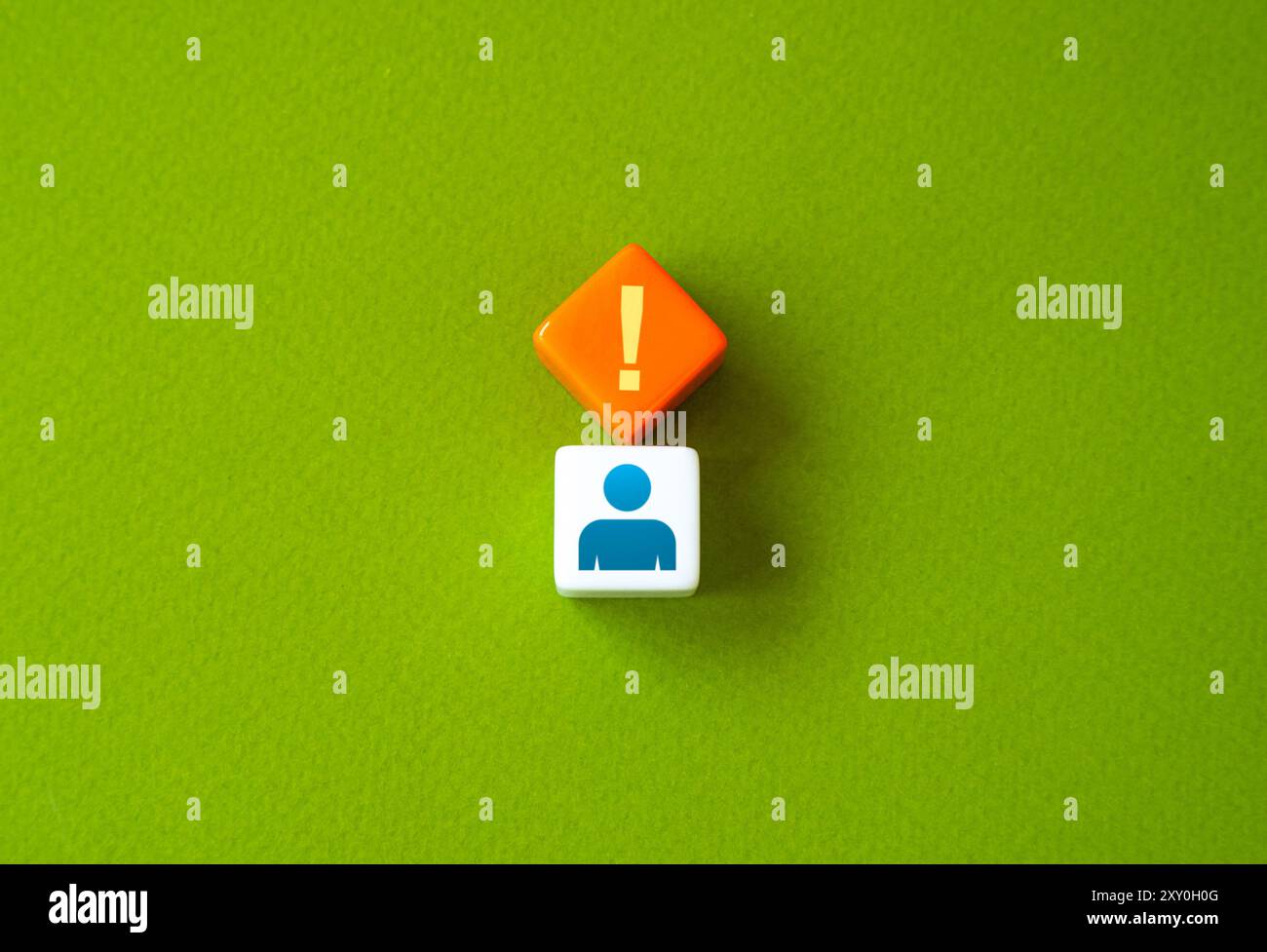 Man with exclamation mark above his head. Concept of mindfulness ...