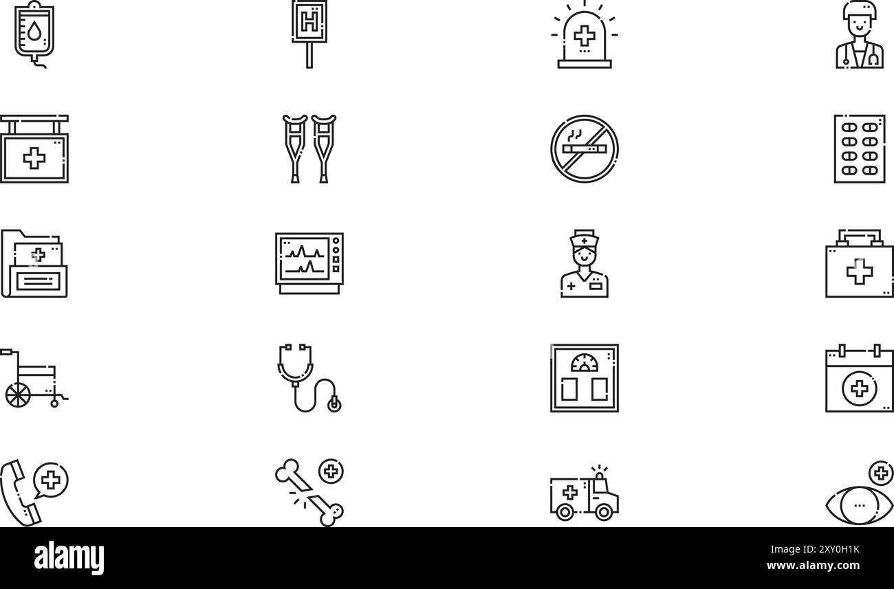 Hospital icons collection is a vector illustration with editable stroke ...