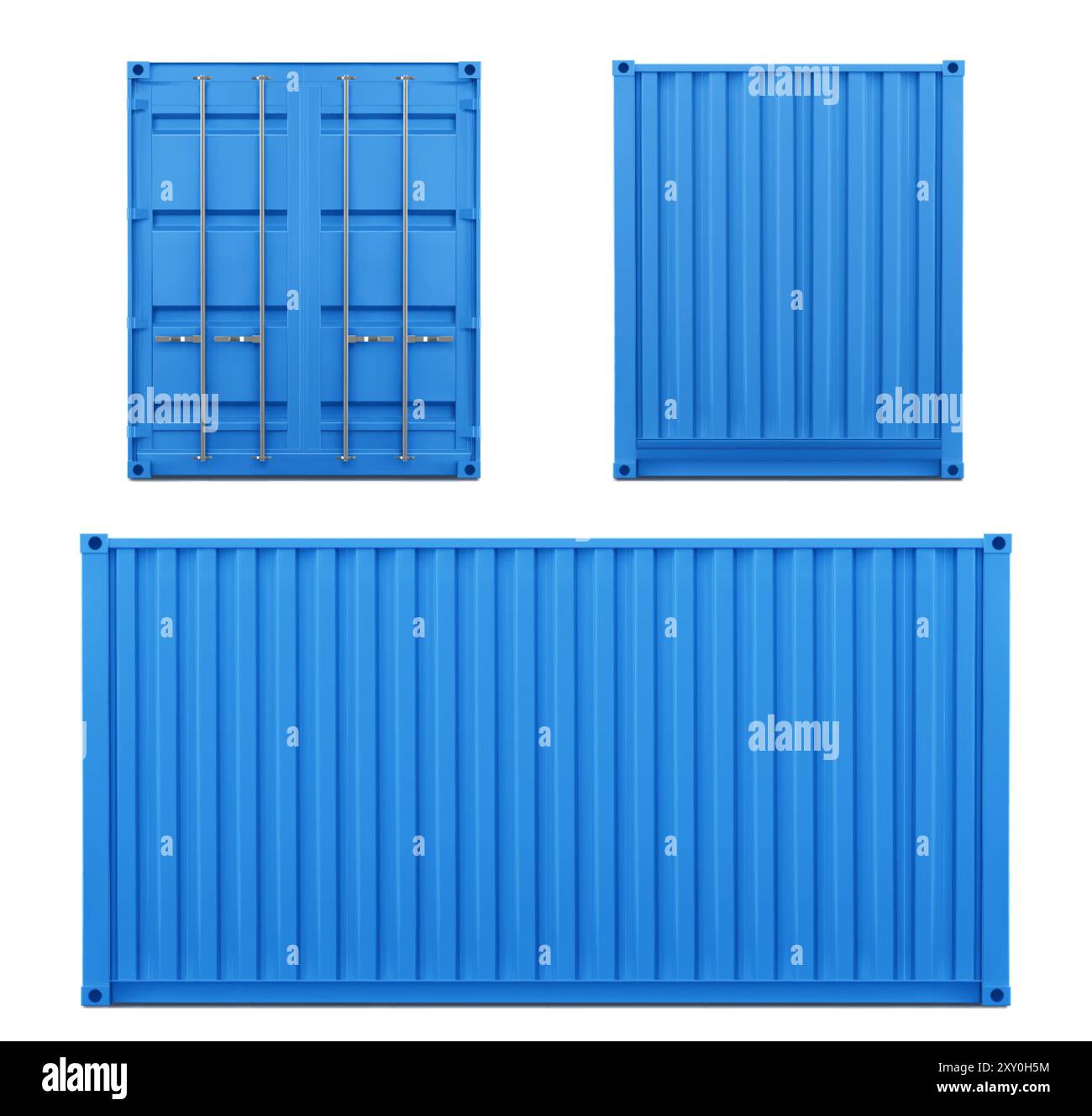 Ship container front and side view set isolated on white background ...