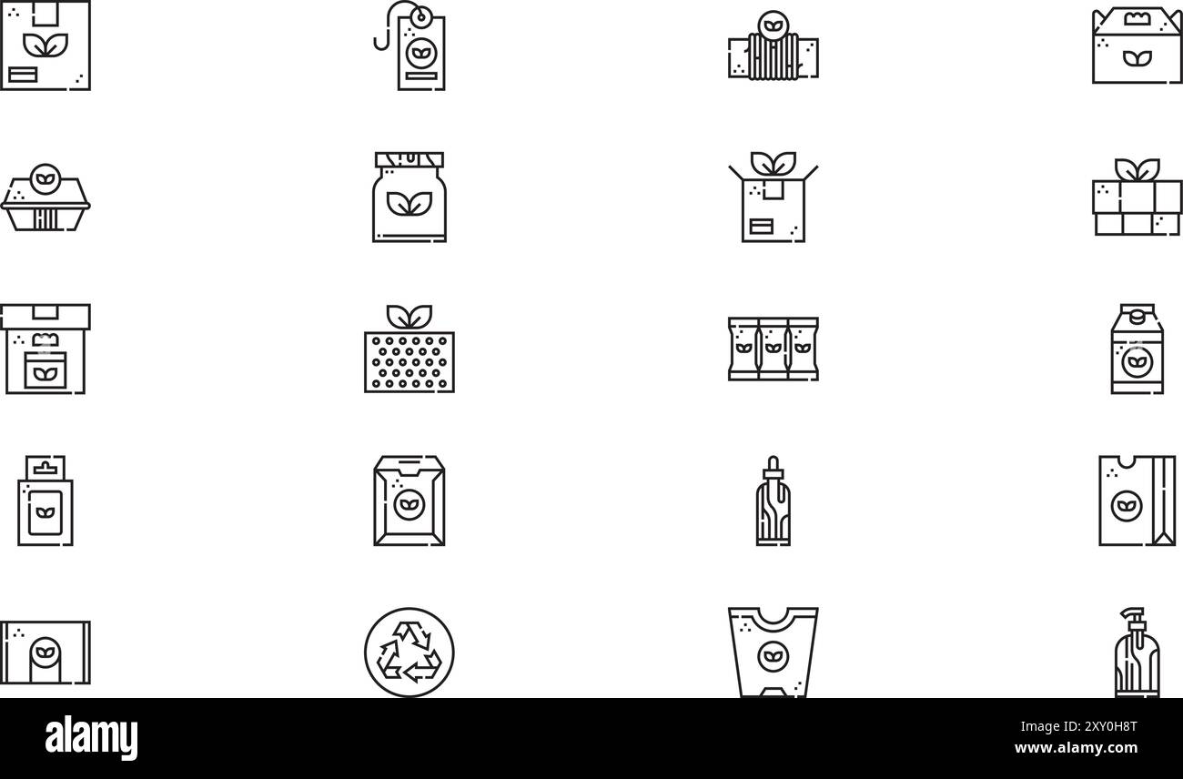 Eco packaging icons collection is a vector illustration with editable ...