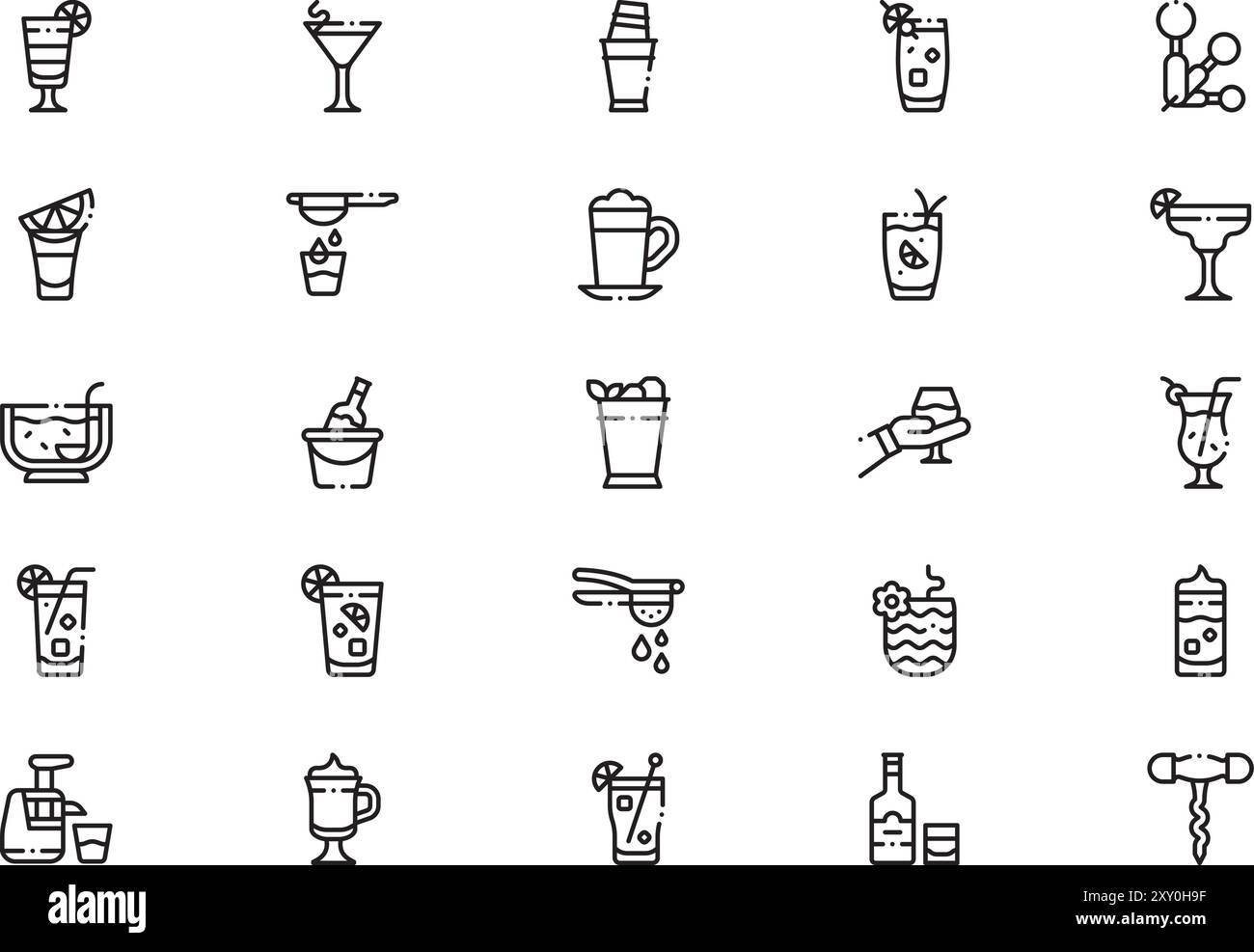 Cocktails icons collection is a vector illustration with editable ...