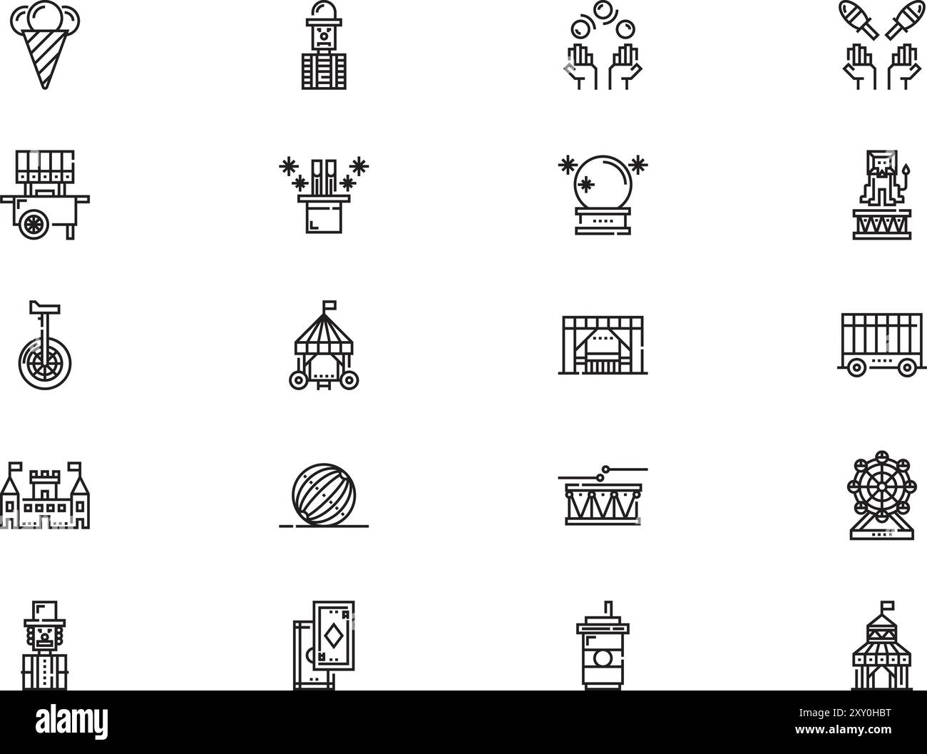 Circus icons collection is a vector illustration with editable stroke ...