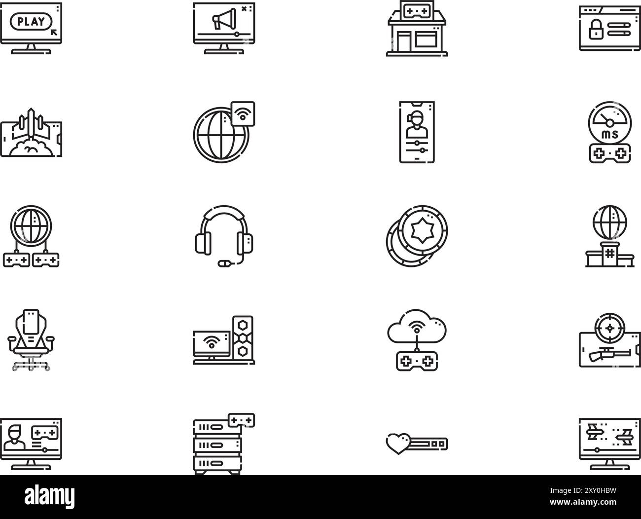 Online game icons collection is a vector illustration with editable ...