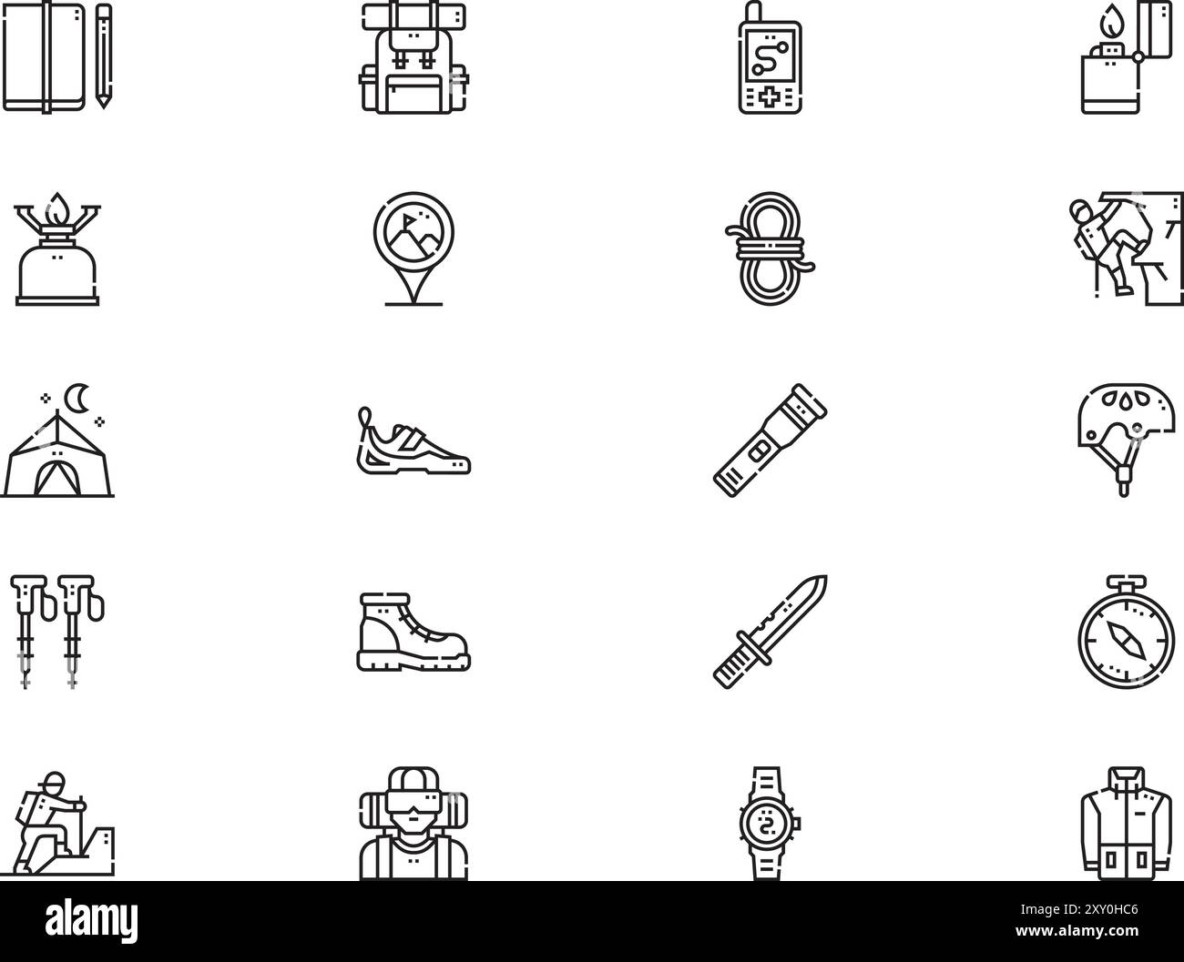 Mountaineering and climbing icons collection is a vector illustration ...