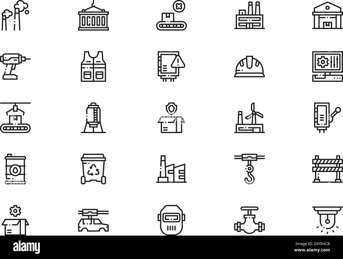 Factory icons collection is a vector illustration with editable stroke ...