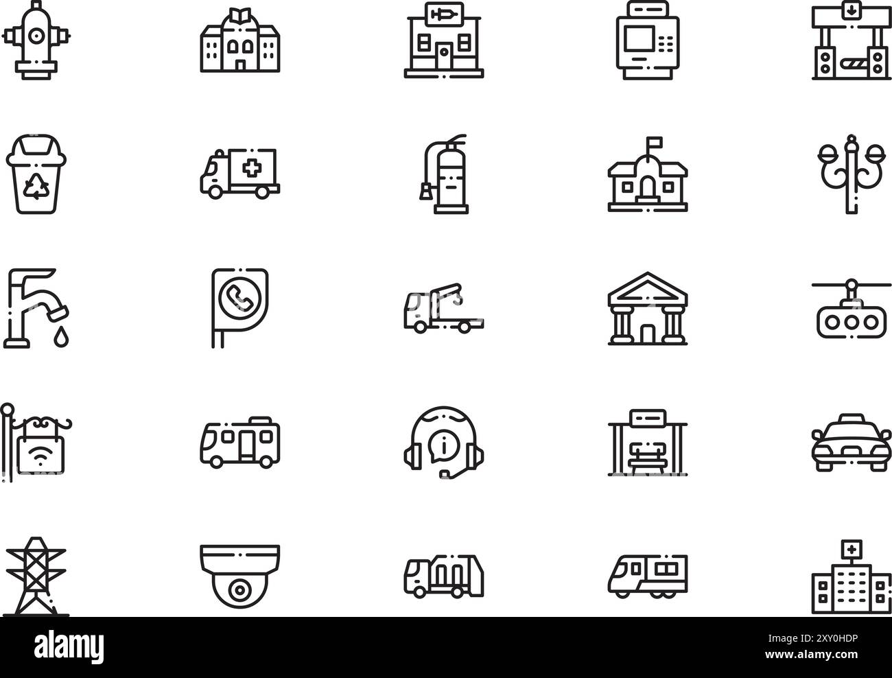 Public services icons collection is a vector illustration with editable stroke Stock Vector ...