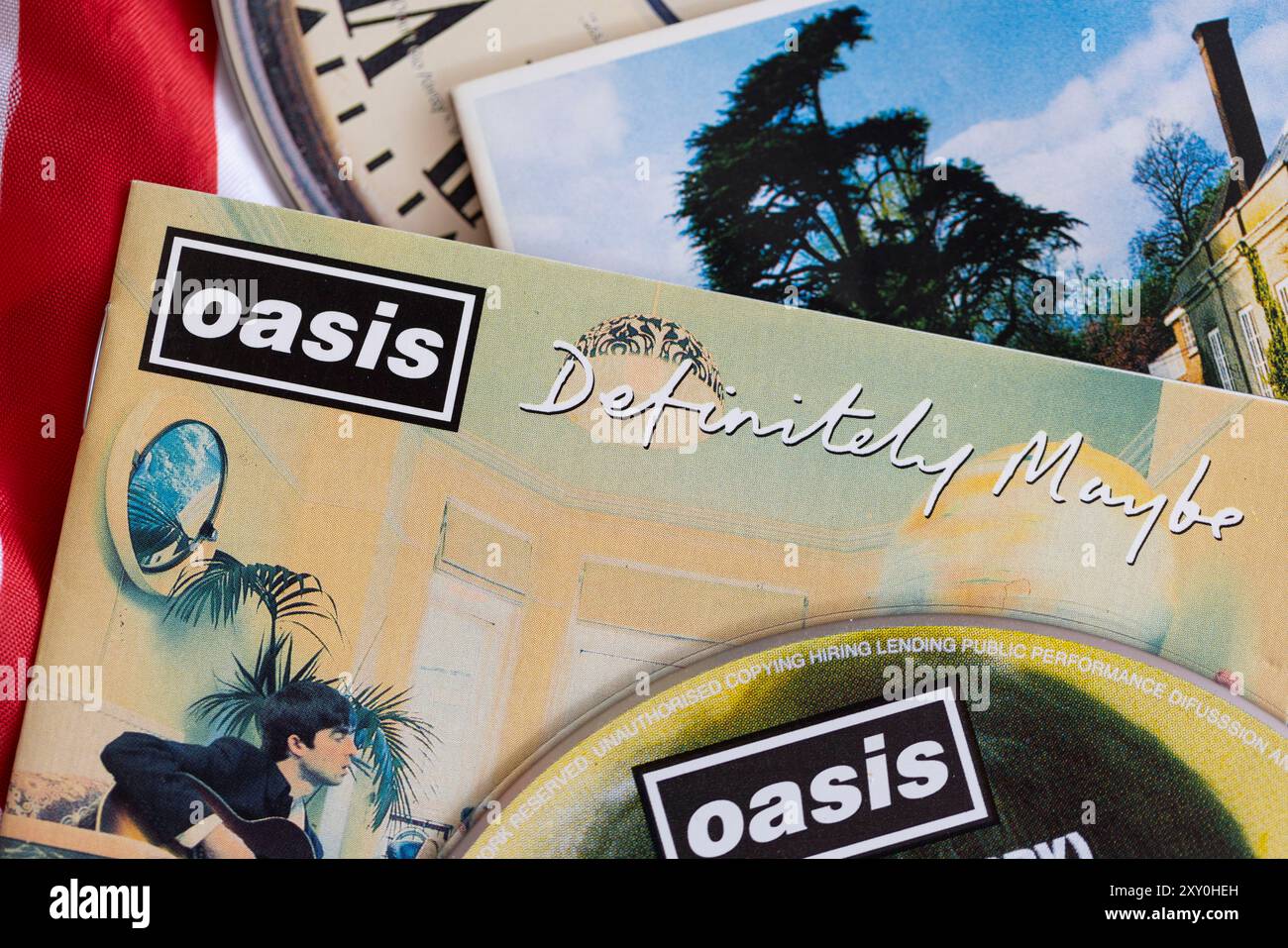 London, UK - August 27 2024: Oasis band cds. Oasis are a popular rock ...