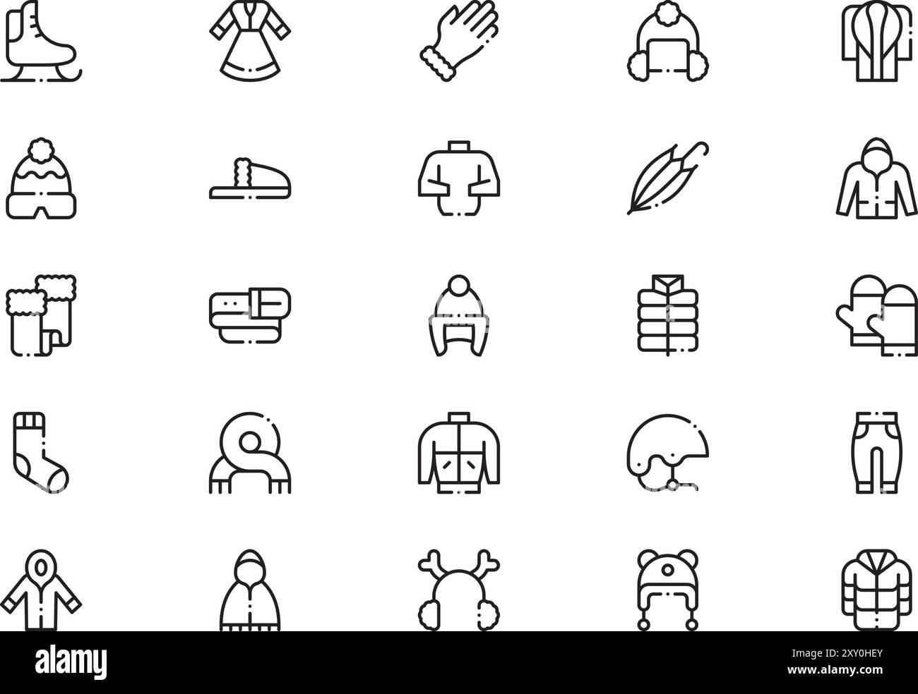 Winter clothes and accessories icons collection is a vector ...