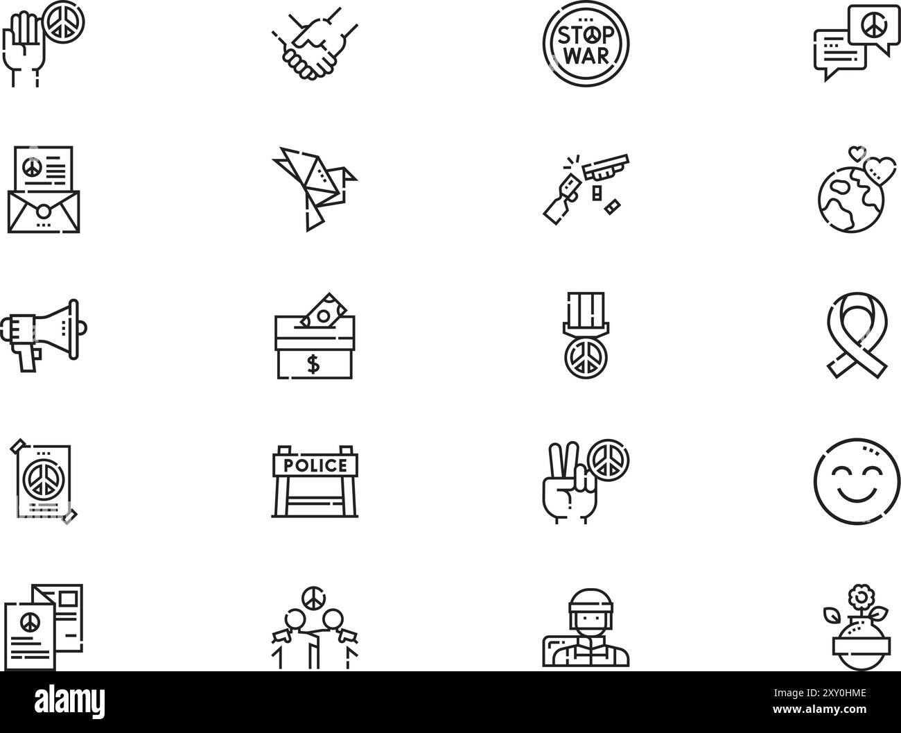 Non violence icons collection is a vector illustration with editable ...